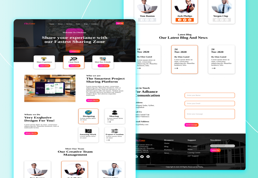 Filezone - Premium UI Landing Page Design - Fileky