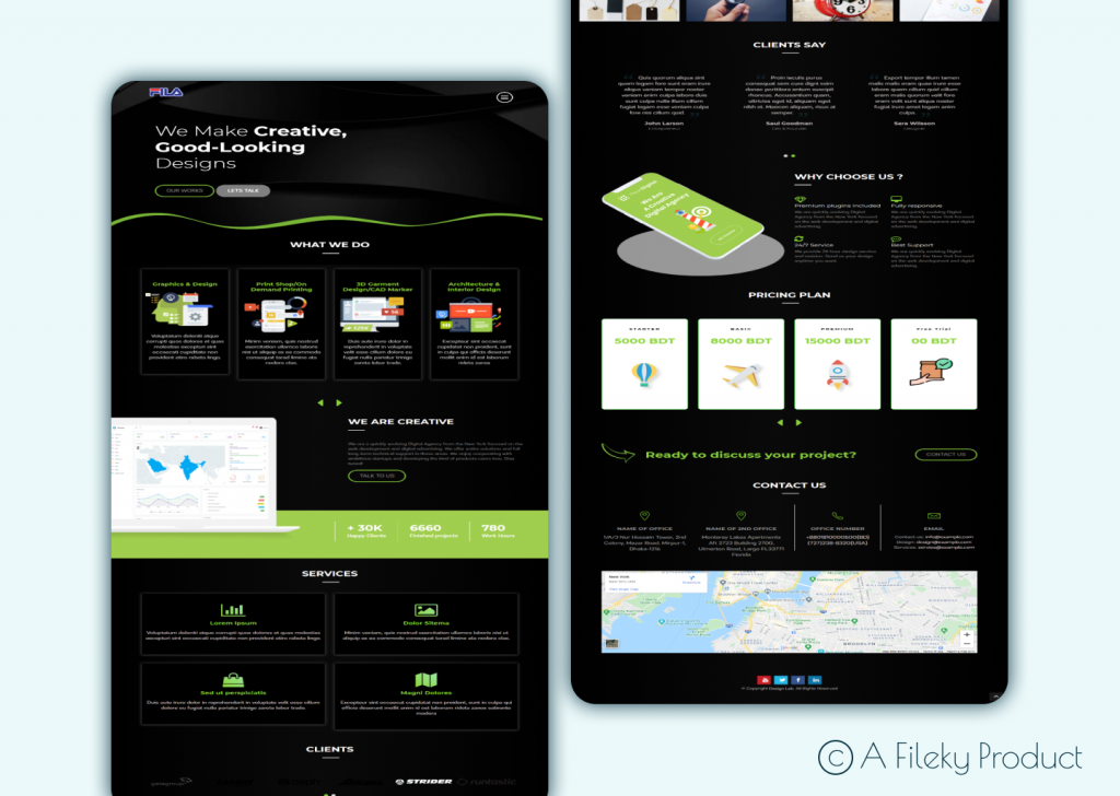 Design lab the best html one page web template - Fileky