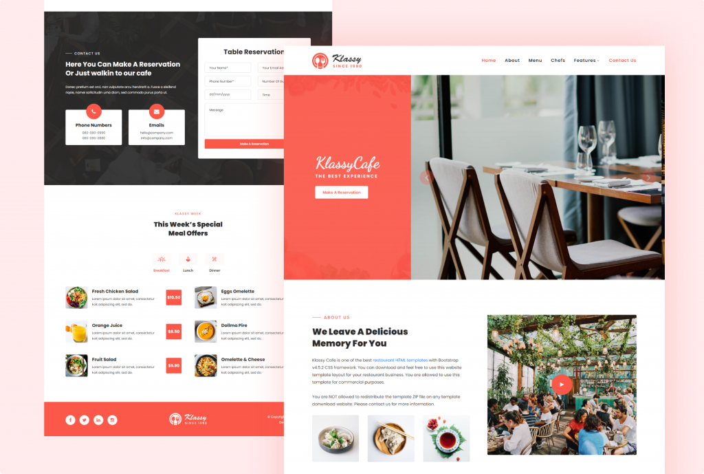 Klassfy HTML Multiple Restaurant Website Template - Fileky
